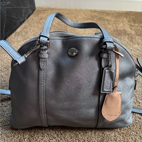 Coach | Bags | Coach Metallic Gray Crossbody Bag | Poshmark